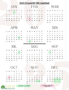2025 Calendar – The Sycamore Tree